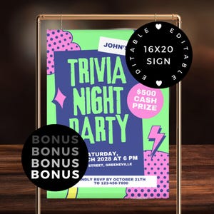 Trivia Night Invitation | Printable Pub Quiz Flyer | Editable Template ...