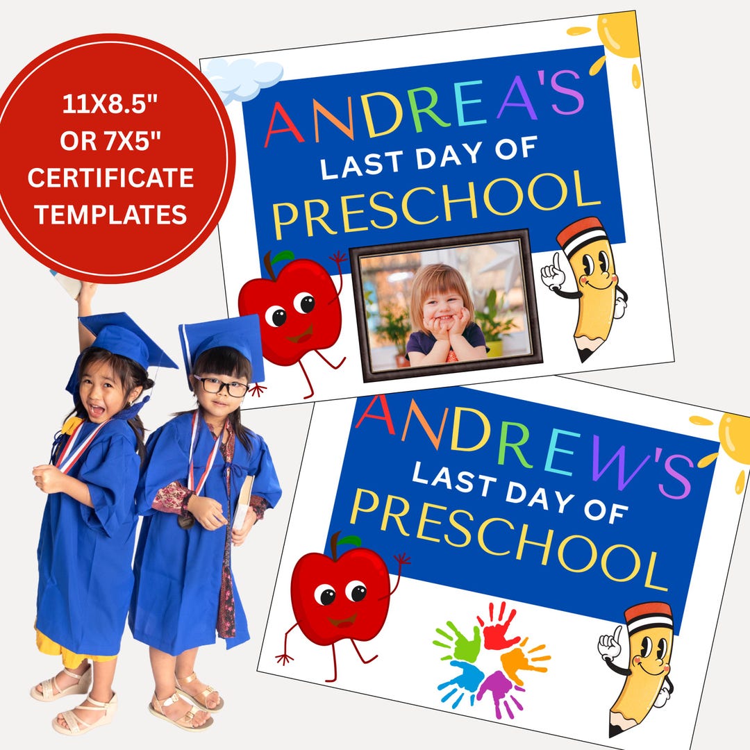 Preschool Certificate With Photo, Editable Last Day Printable for ...