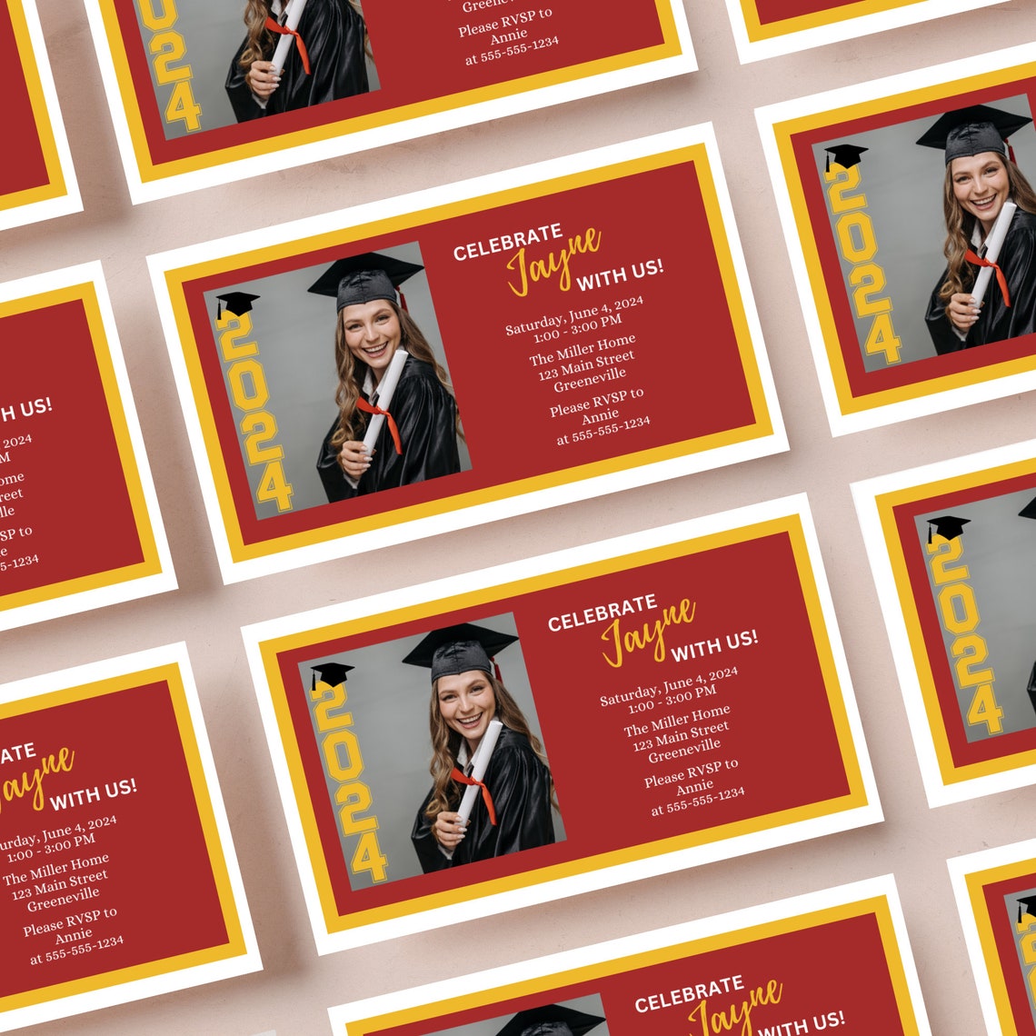 Graduation Party Insert Card Template Grad Invitation Enclosure ...