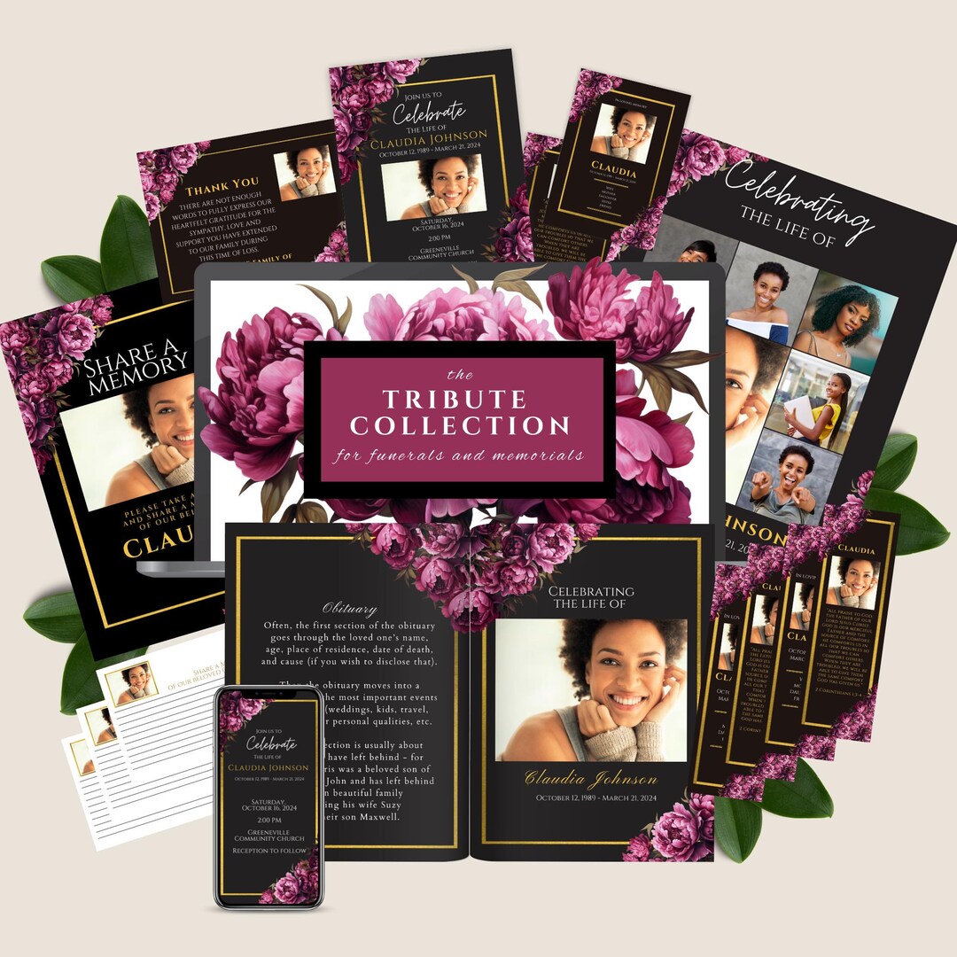 Floral Funeral Program Bundle: Celebration of Life Memorial Set - Etsy