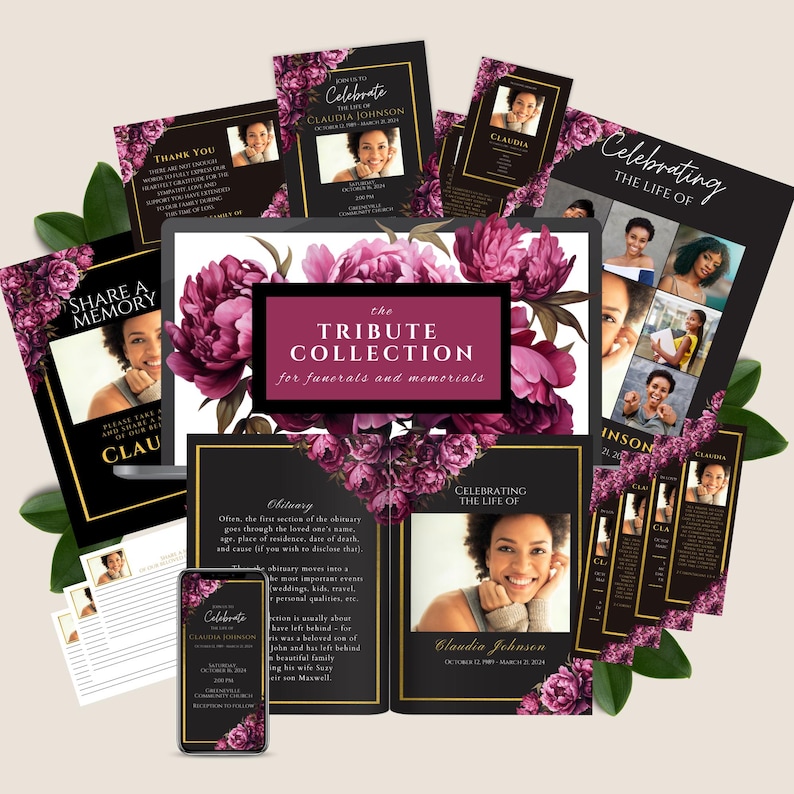Floral Funeral Program Bundle: Celebration of Life Memorial Set - Etsy