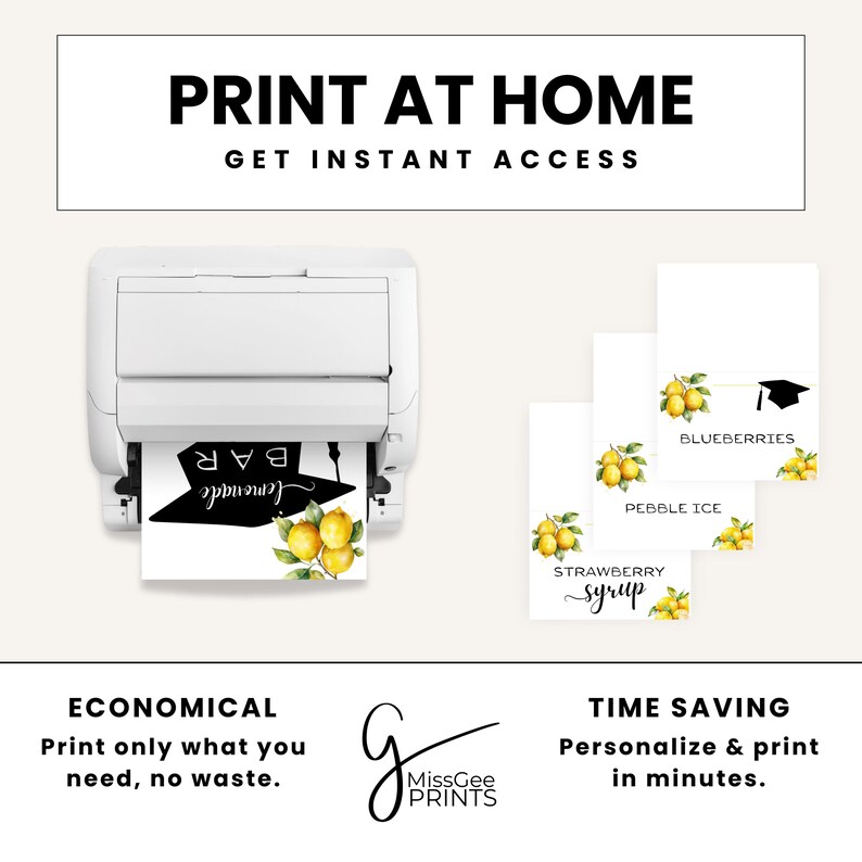 Lemonade Bar Sign Graduation Party, Editable Printable Drink Station ...