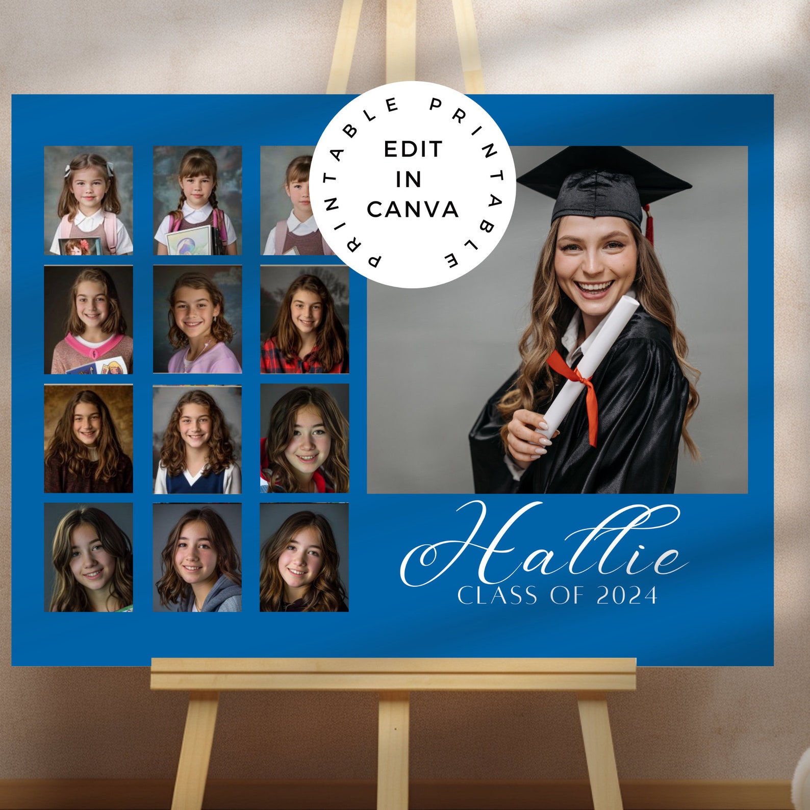 Class of 2024 Graduation Party Sign Template Custom Color Modern ...