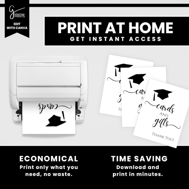 Graduation Cards and Gifts Table Sign, Party Decor (digital Download ...