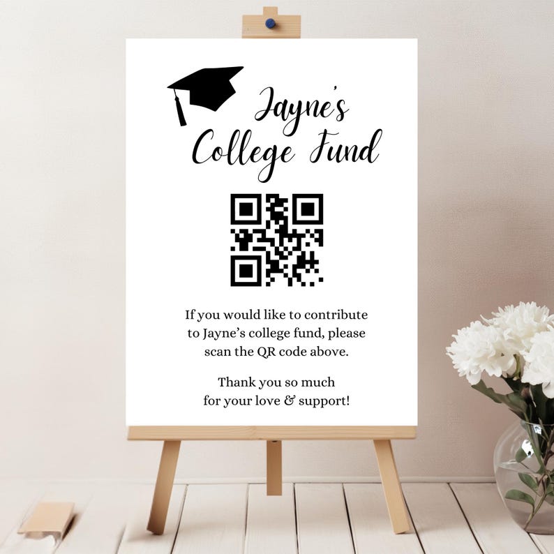 Graduation QR Code Sign and Grad Party Insert, Invitation Insert ...