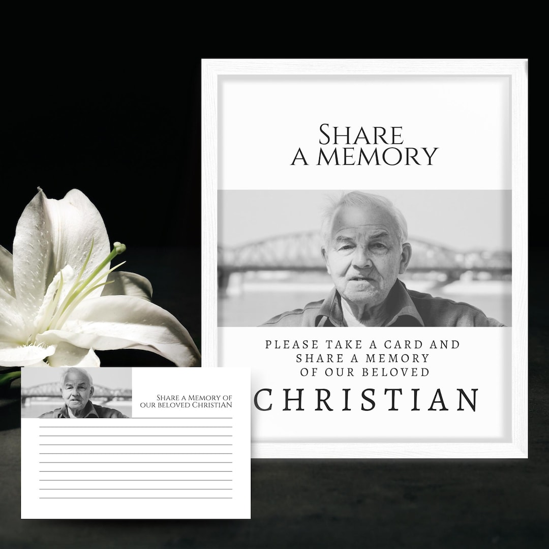 Funeral Memory Table Sign, Personalized Memorial Card Template ...