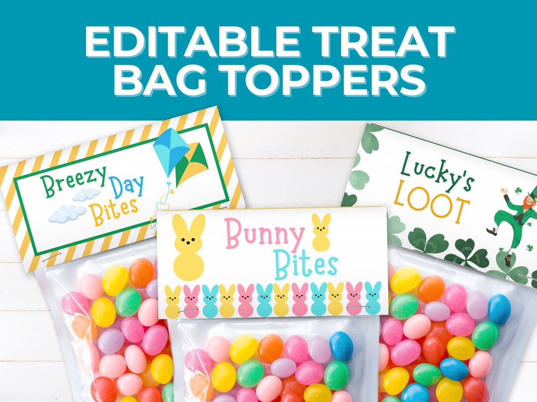 Editable Treat Bag Toppers Bundle, Seasonal Party Favor Labels (digital ...