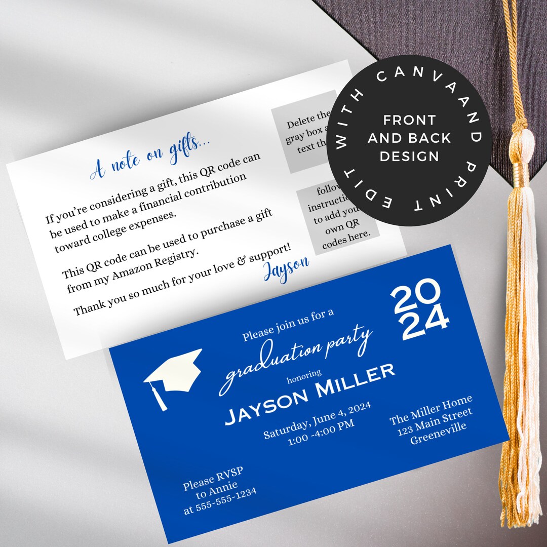 Graduation Party Invitation Template Editable, Grad Party Invite Insert ...