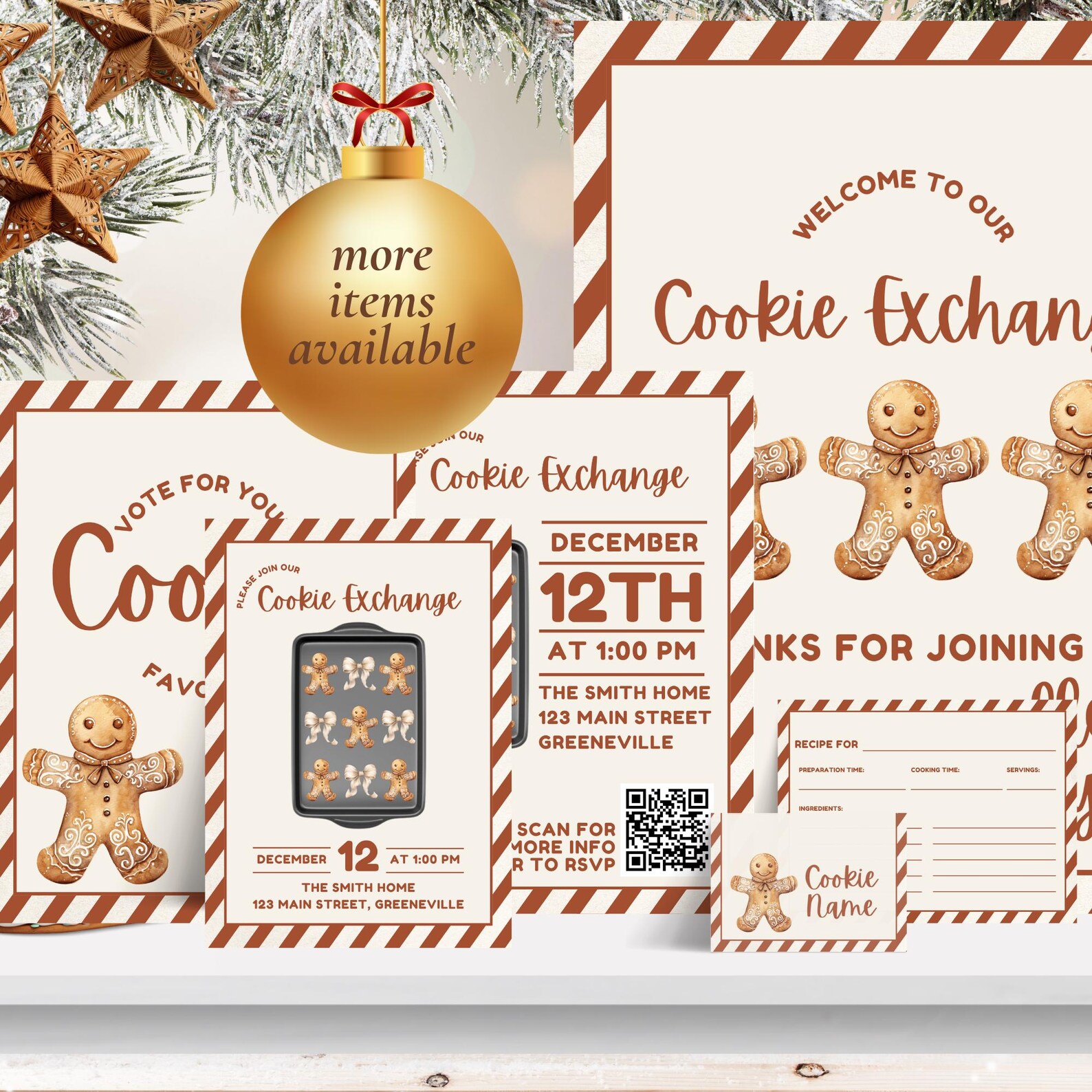 Editable Cookie Exchange Flyer With QR Code, Christmas Party Invitation ...