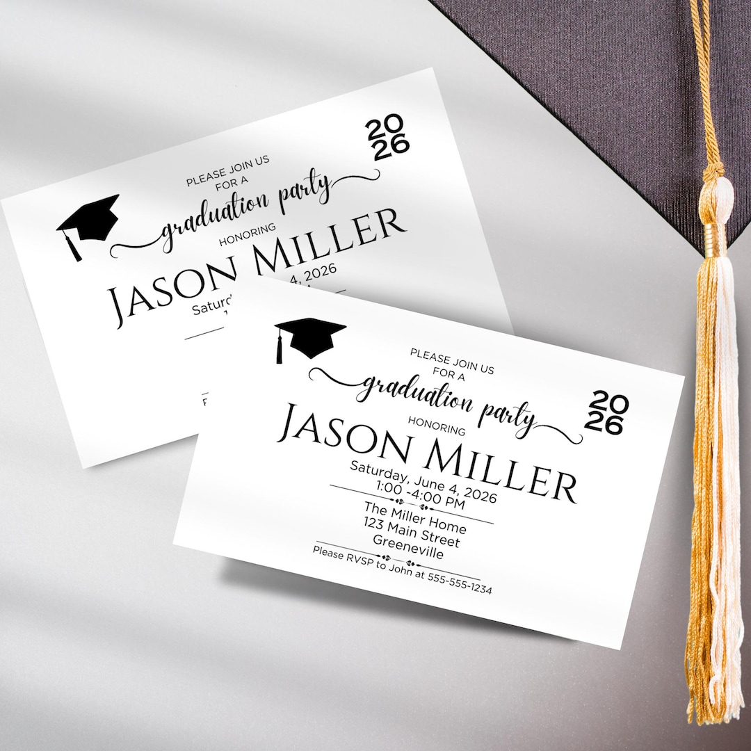 Graduation Party Invitation Enclosure Template, Custom Insert Details ...