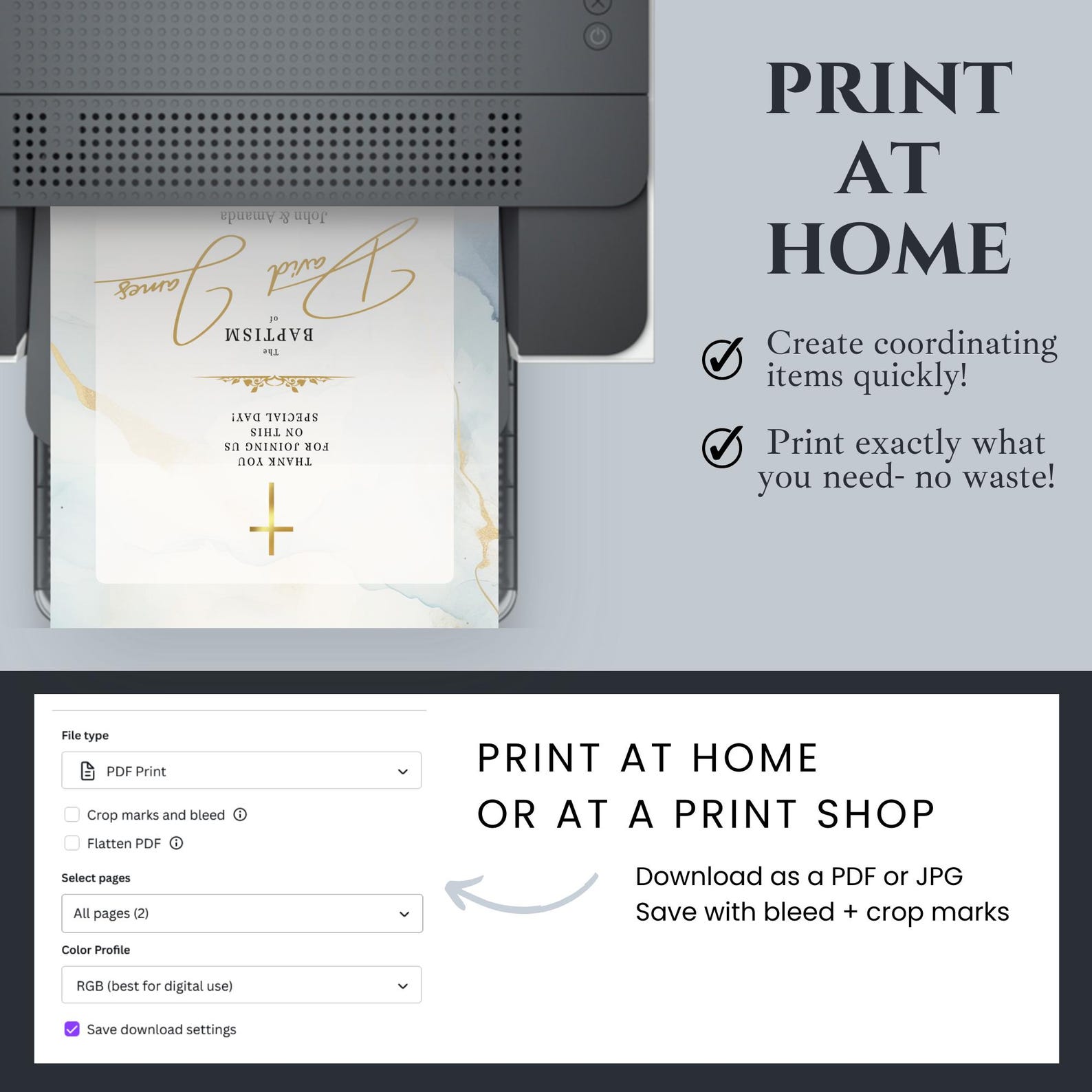 Blue Watercolor Prayer Card Keepsake Template, Printable Bookmark ...