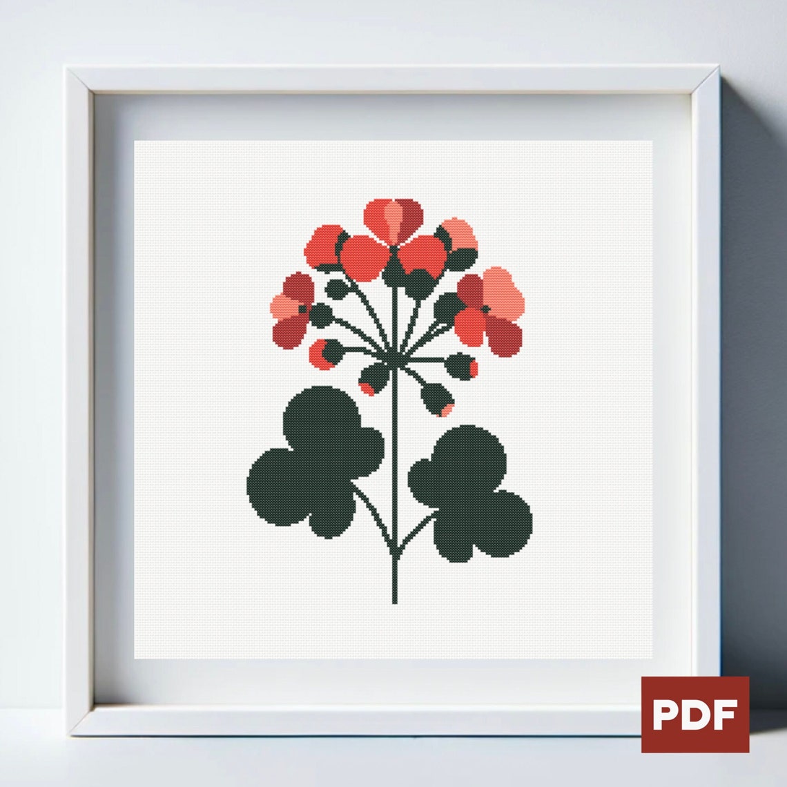 Cross Stitch Pattern Modern Art Boho Geranium Flower Instant Download ...