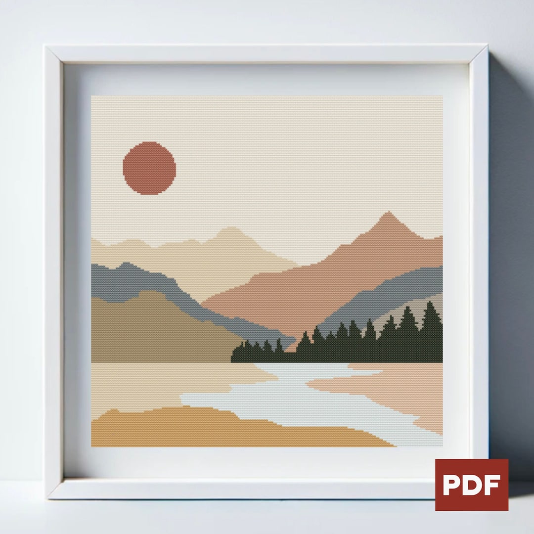 Cross Stitch Pattern Mountain Landscape Instant Download PDF - Etsy