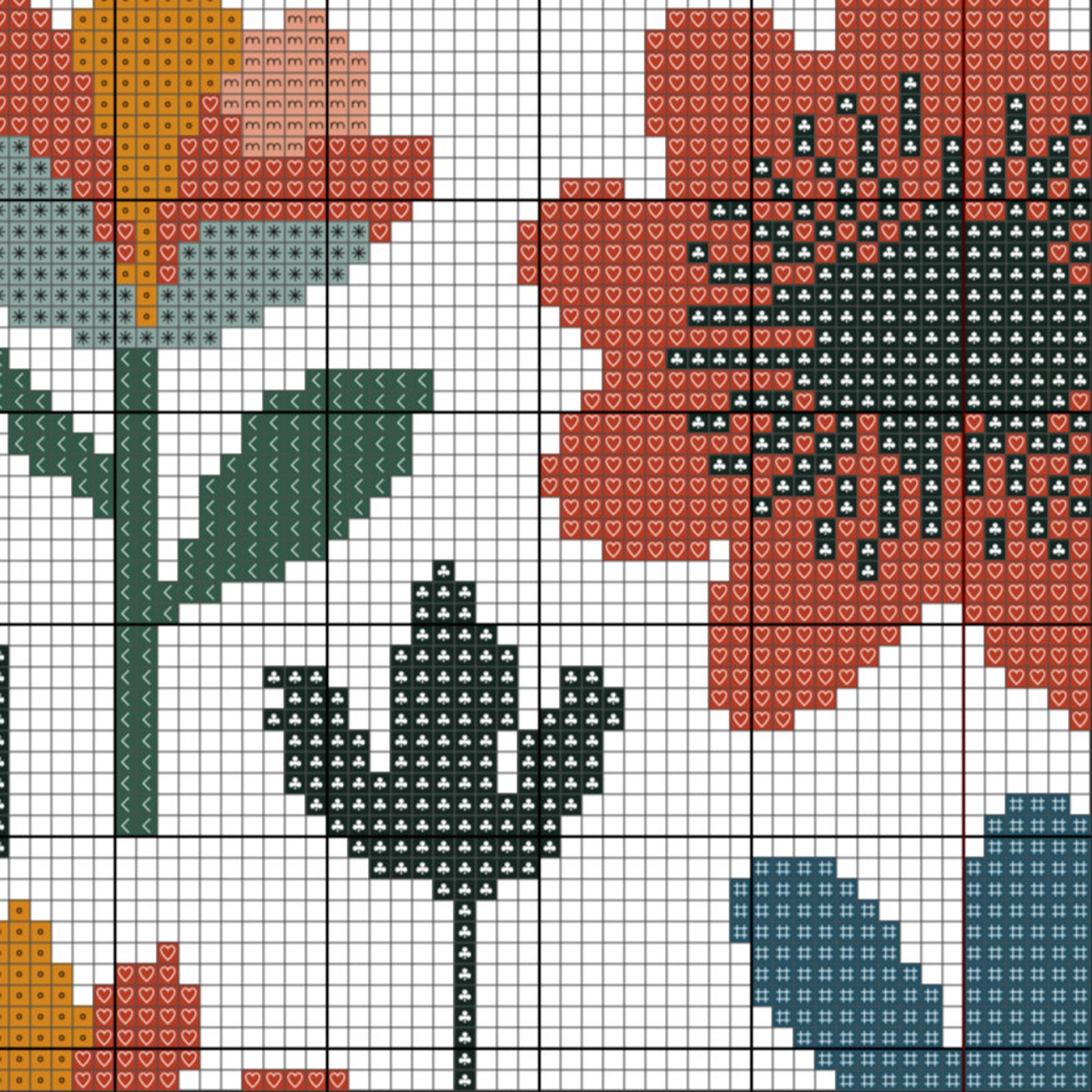 Cross Stitch Pattern Small Boho Flowers Instant Download PDF - Etsy