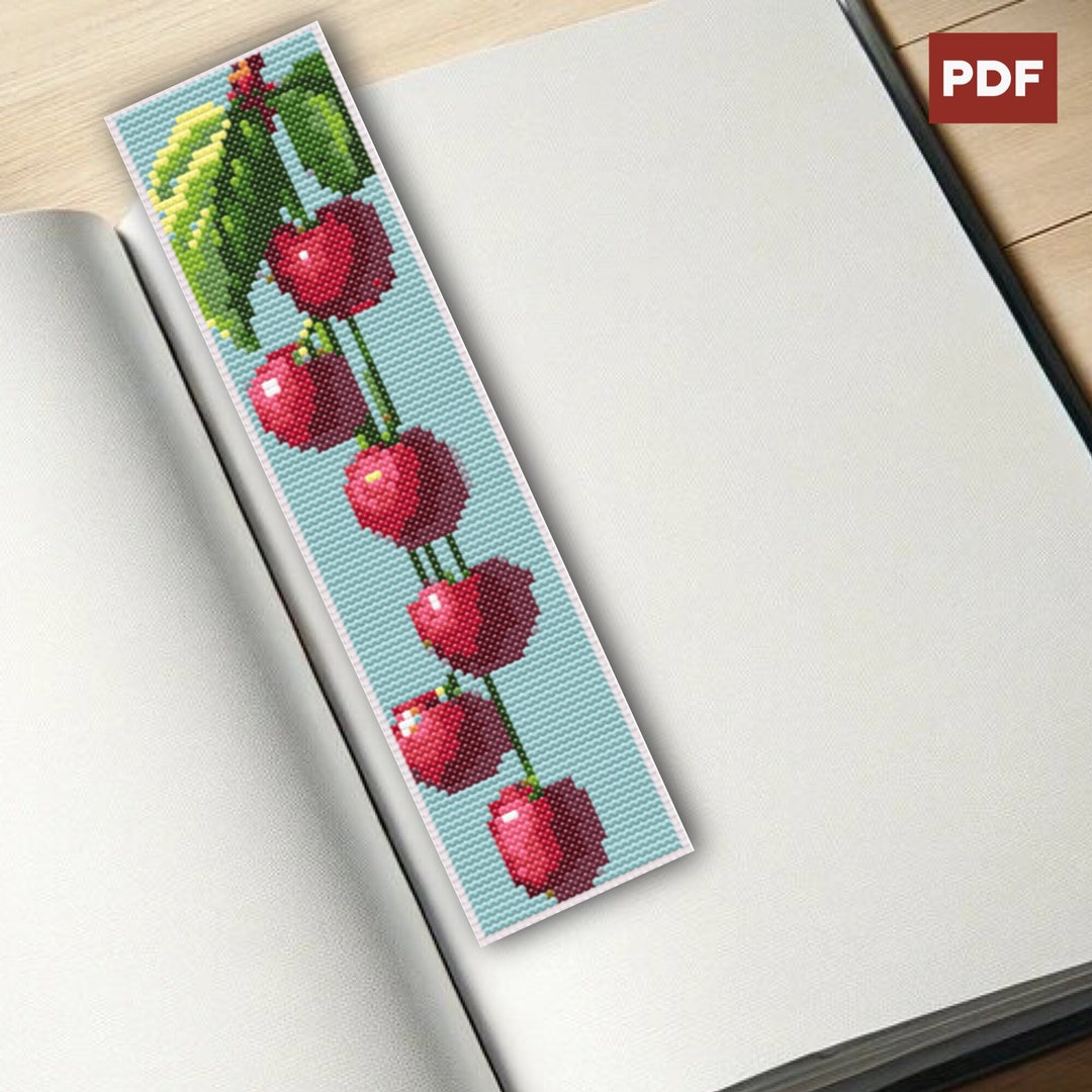 Cross Stitch Pattern Cherry Pixel Art Bookmark Instant Download PDF - Etsy