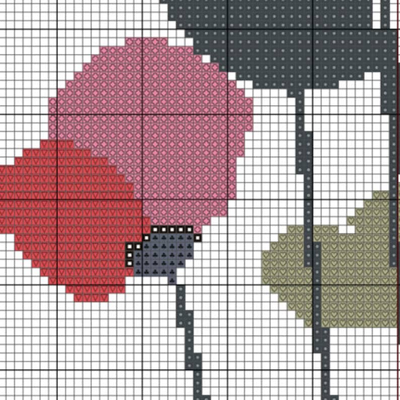 Cross Stitch Pattern Minimal Aesthetic Poppies Instant Download PDF - Etsy