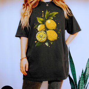 Lemon Shirt, Botanical Cottagecore Clothing, Lemon Print, Gardening ...
