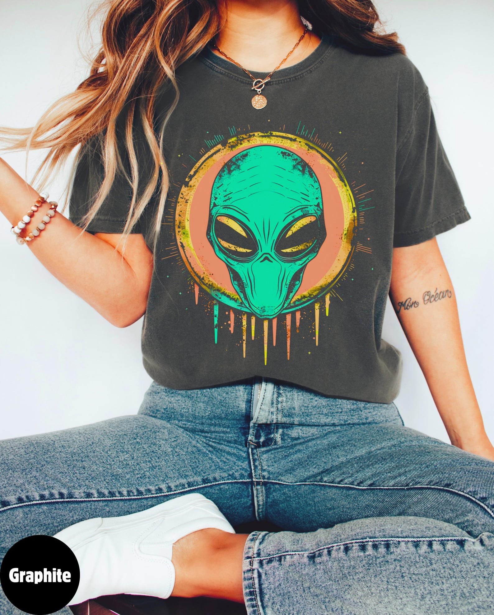 Retro Alien Shirt, Galactic Apparel, Aliens Tshirt, Space, Alien Head T ...