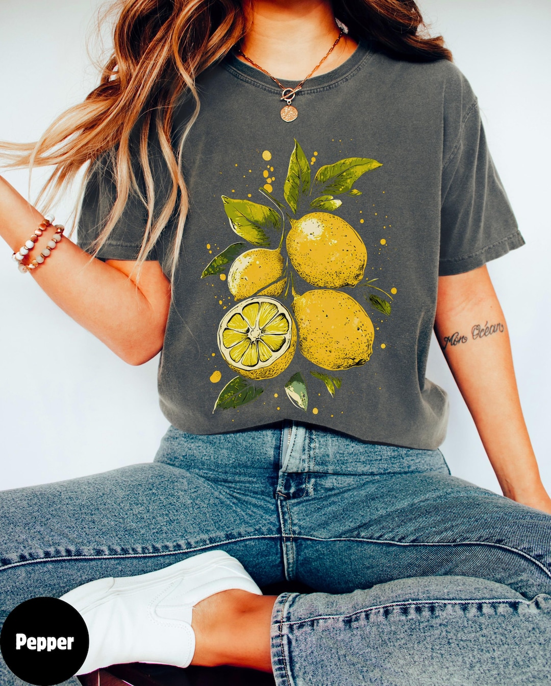 Lemon Shirt, Botanical Cottagecore Clothing, Lemon Print, Gardening ...