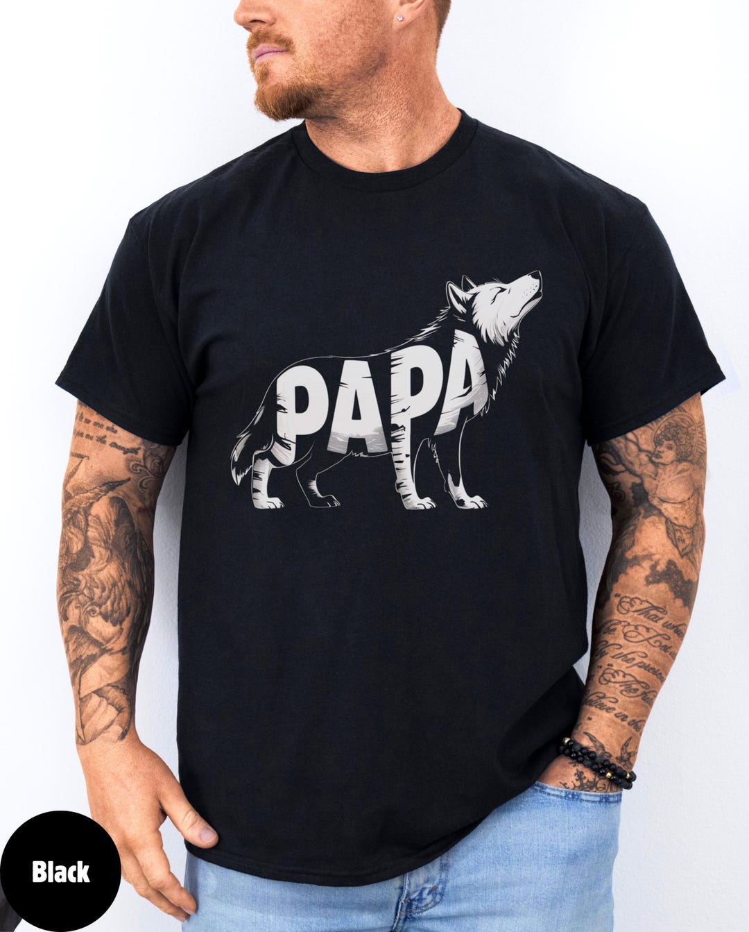 Wolf Papa Shirt, 1st Father's Day Gift, Wolf Lover Shirt, Gift for Dad ...