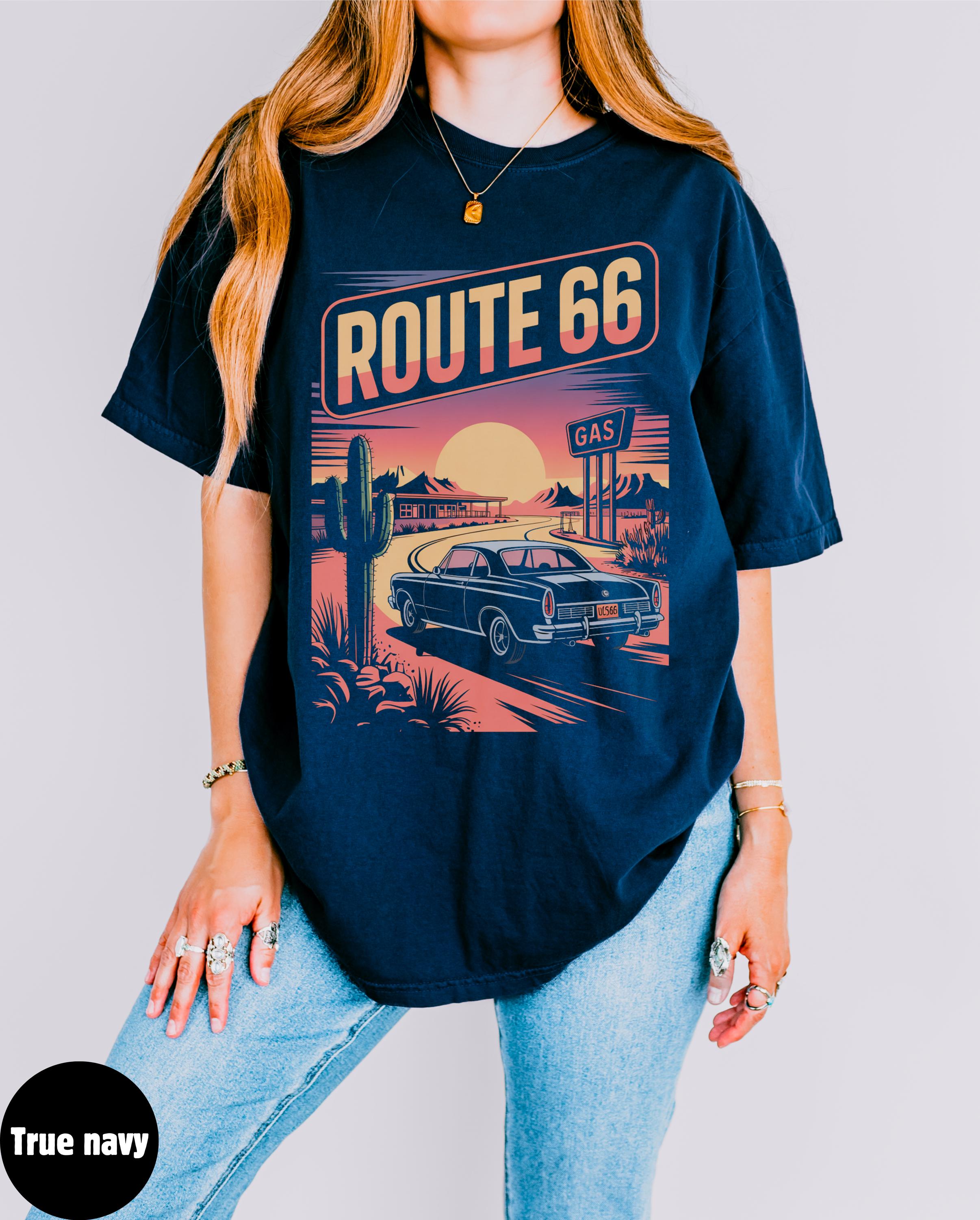 Vintage Route 66 T-shirt, Retro Road Trip Apparel, Travel Gift, Summer ...