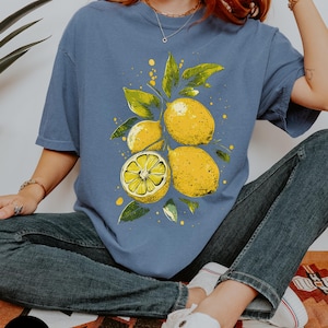 Lemon Shirt, Botanical Cottagecore Clothing, Lemon Print, Gardening ...
