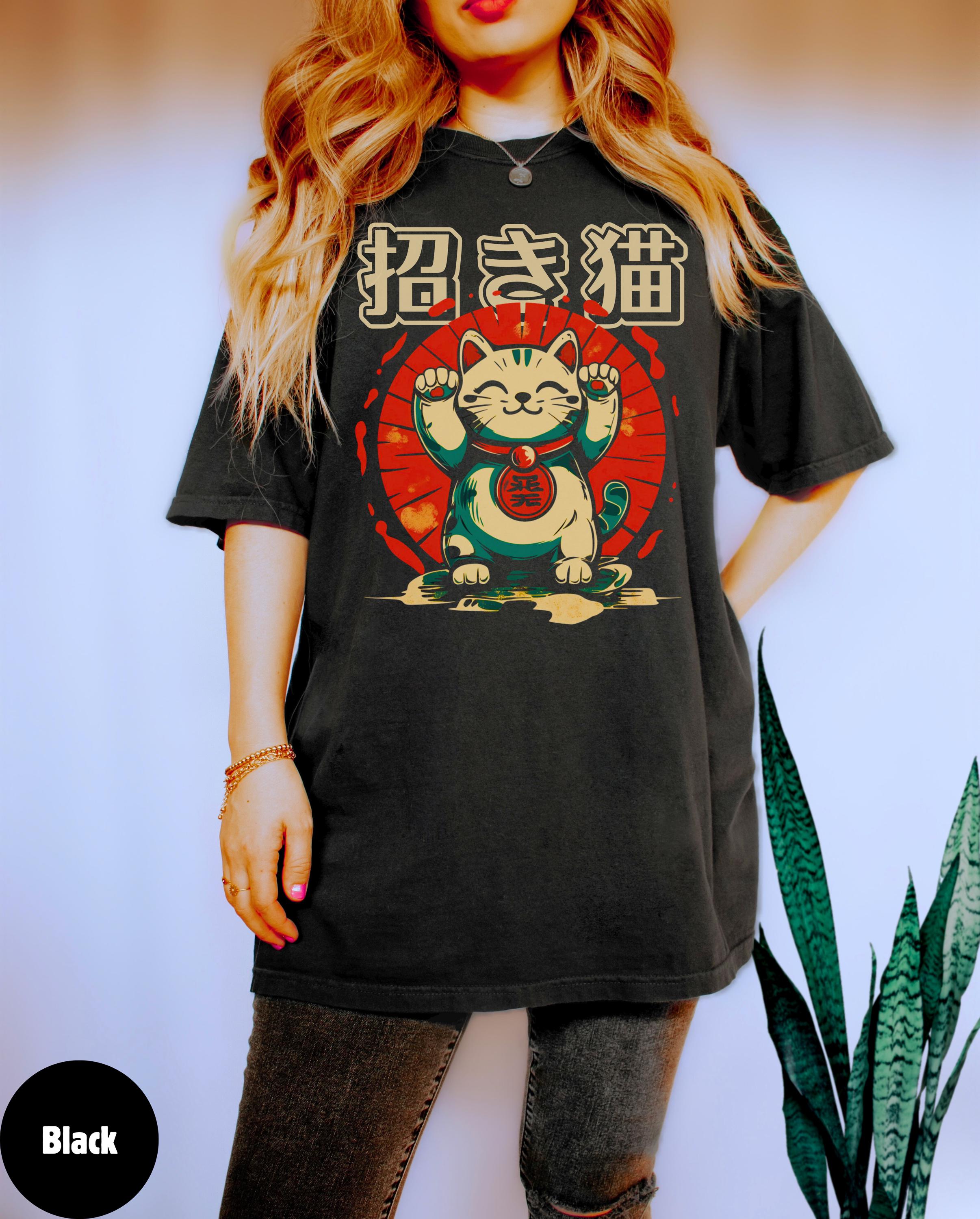 Maneki Neko Shirt, Japanese Lucky Cat, Fortune Cat, Lucky Cat ...