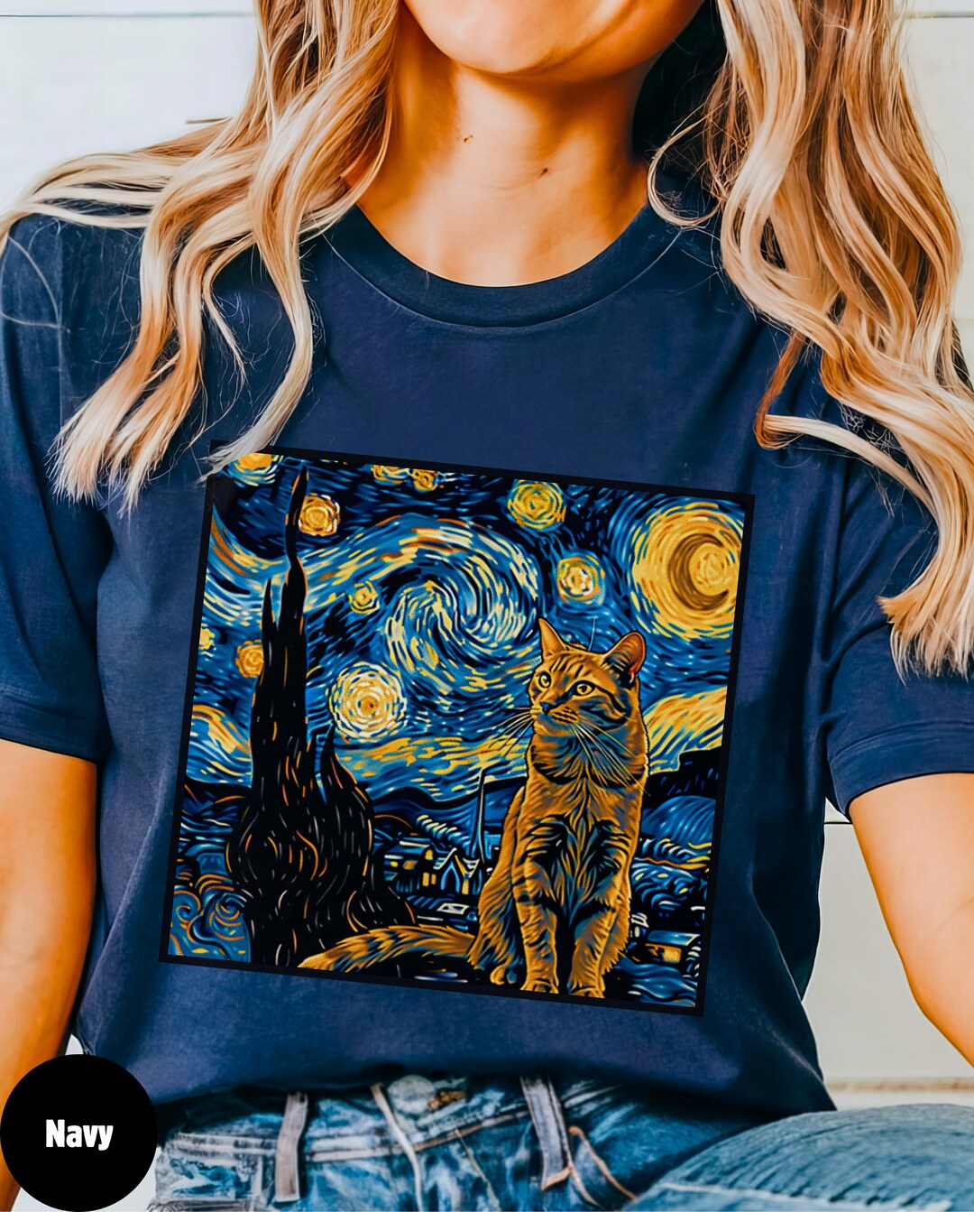 Cat Starry Night Shirt, Cat Tee, Van Gogh, Cat Lovers Gift, Vincent Van ...