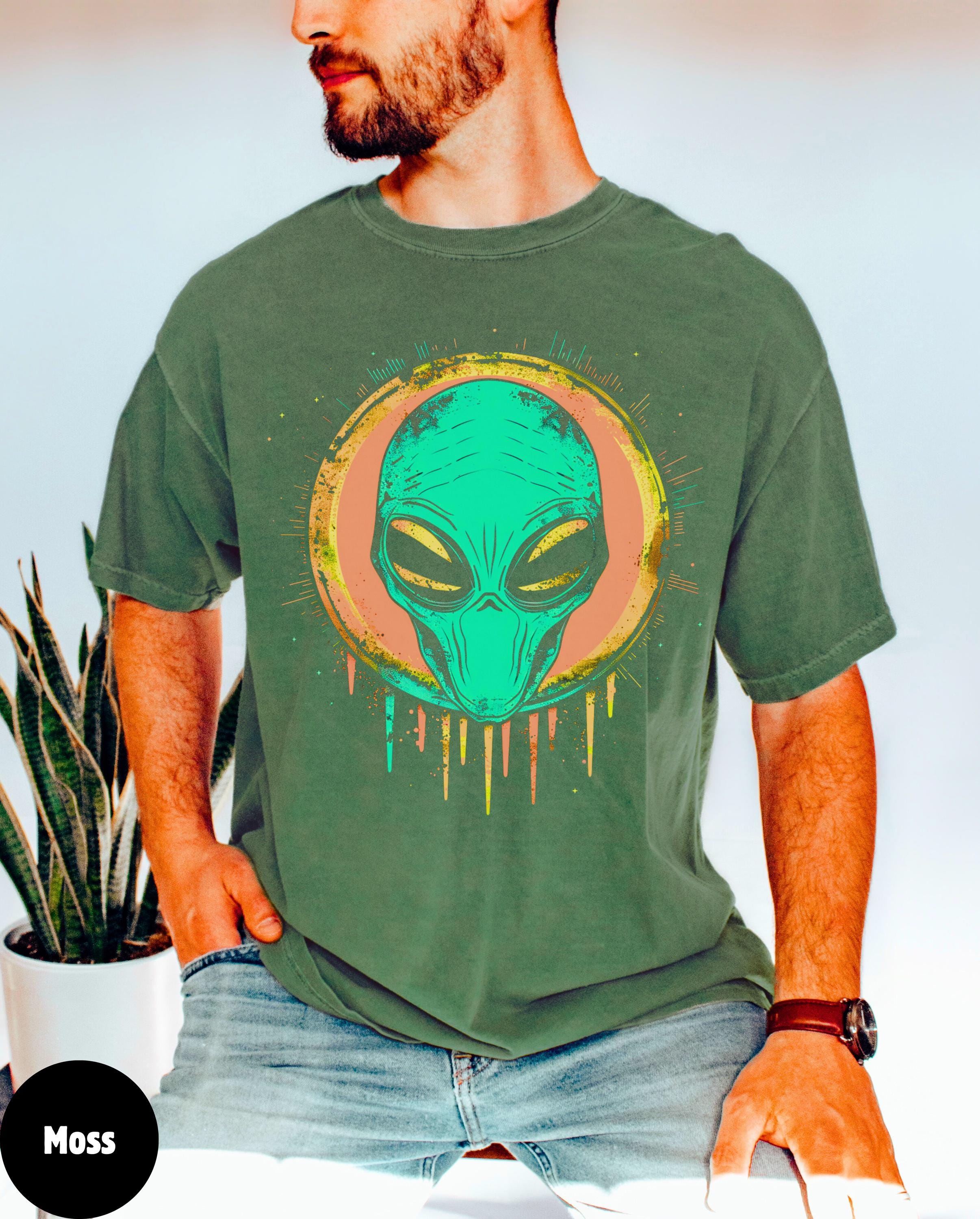 Retro Alien Shirt, Galactic Apparel, Aliens Tshirt, Space, Alien Head T ...