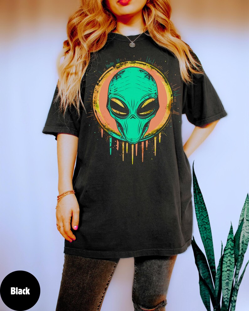Retro Alien Shirt, Galactic Apparel, Aliens Tshirt, Space, Alien Head T ...