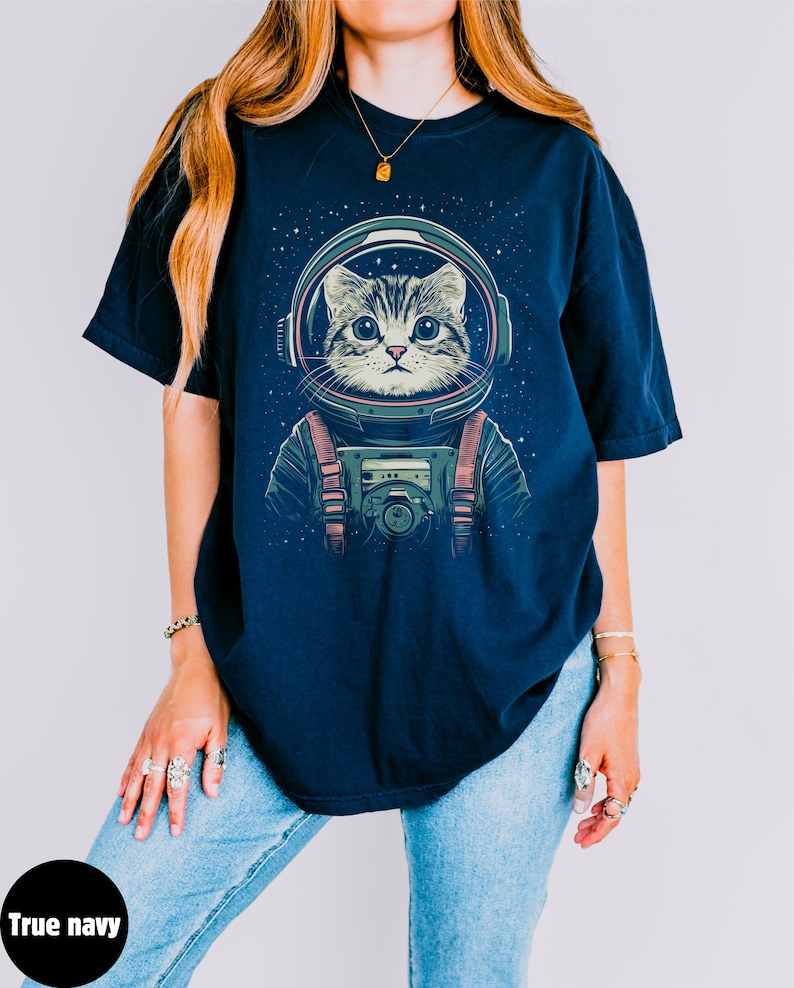 Space Cat Shirt, Cat Lover Tee, Galaxy Kitty Shirt, Cosmic Feline Top ...