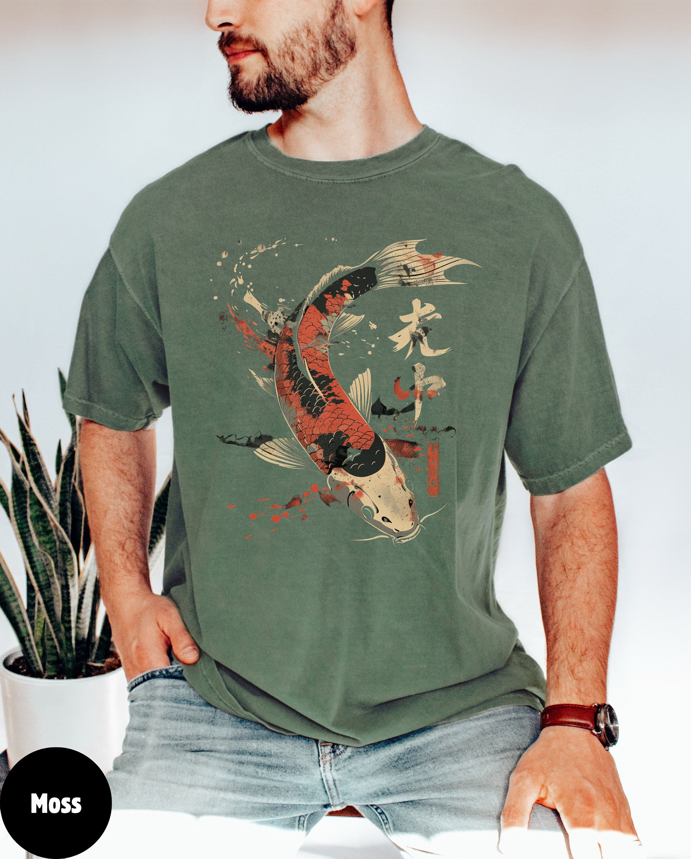 Koi Carp Japanese Calligraphy Shirt Japanese Calligraphy, Kawaii ...