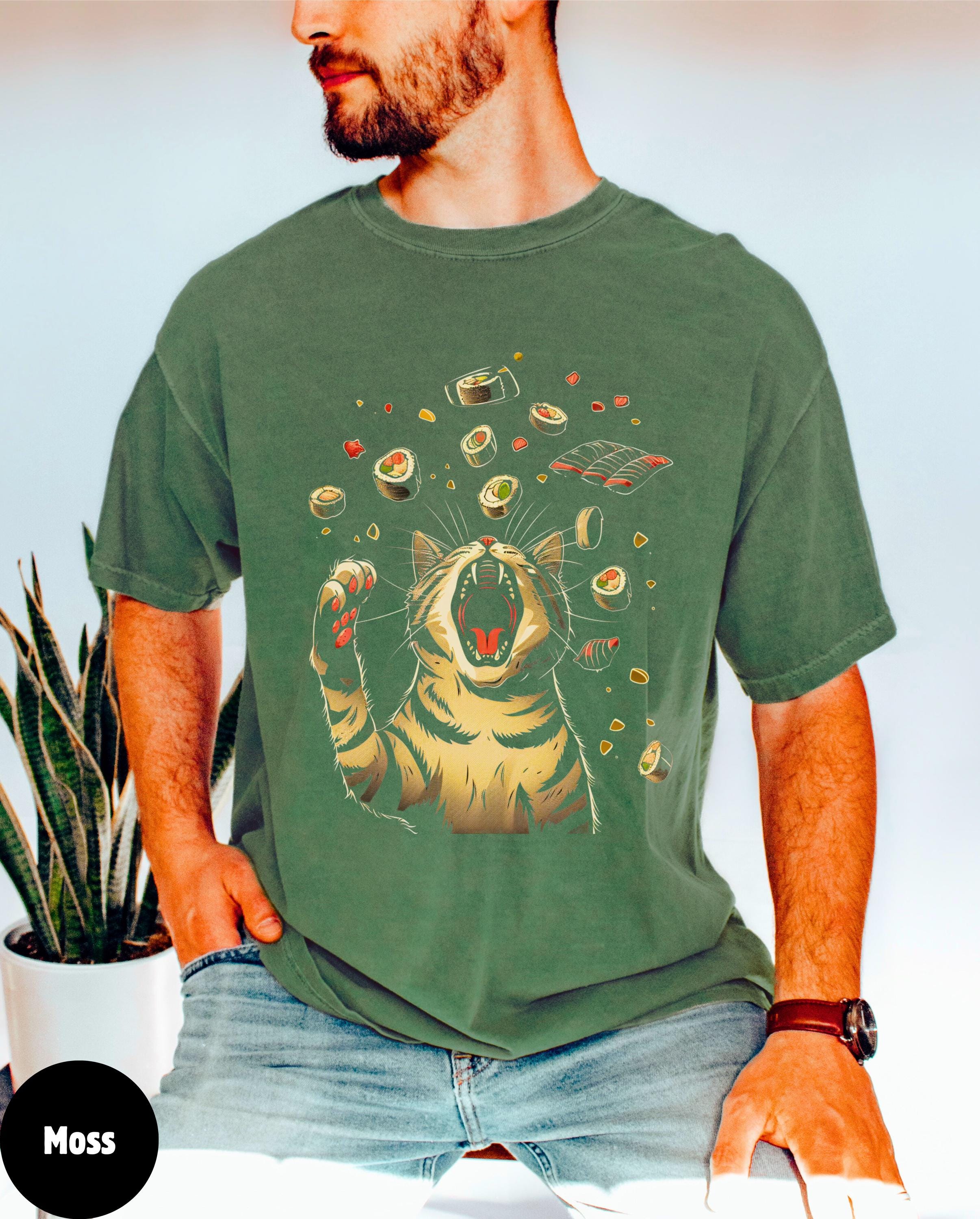 Cat Eating Sushi Shirt, Funny Cat Shirt, Funny Sushi Shirt, Cat Lover ...