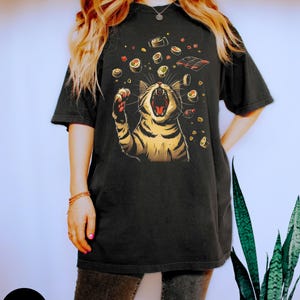 Cat Eating Sushi Shirt, Funny Cat Shirt, Funny Sushi Shirt, Cat Lover ...