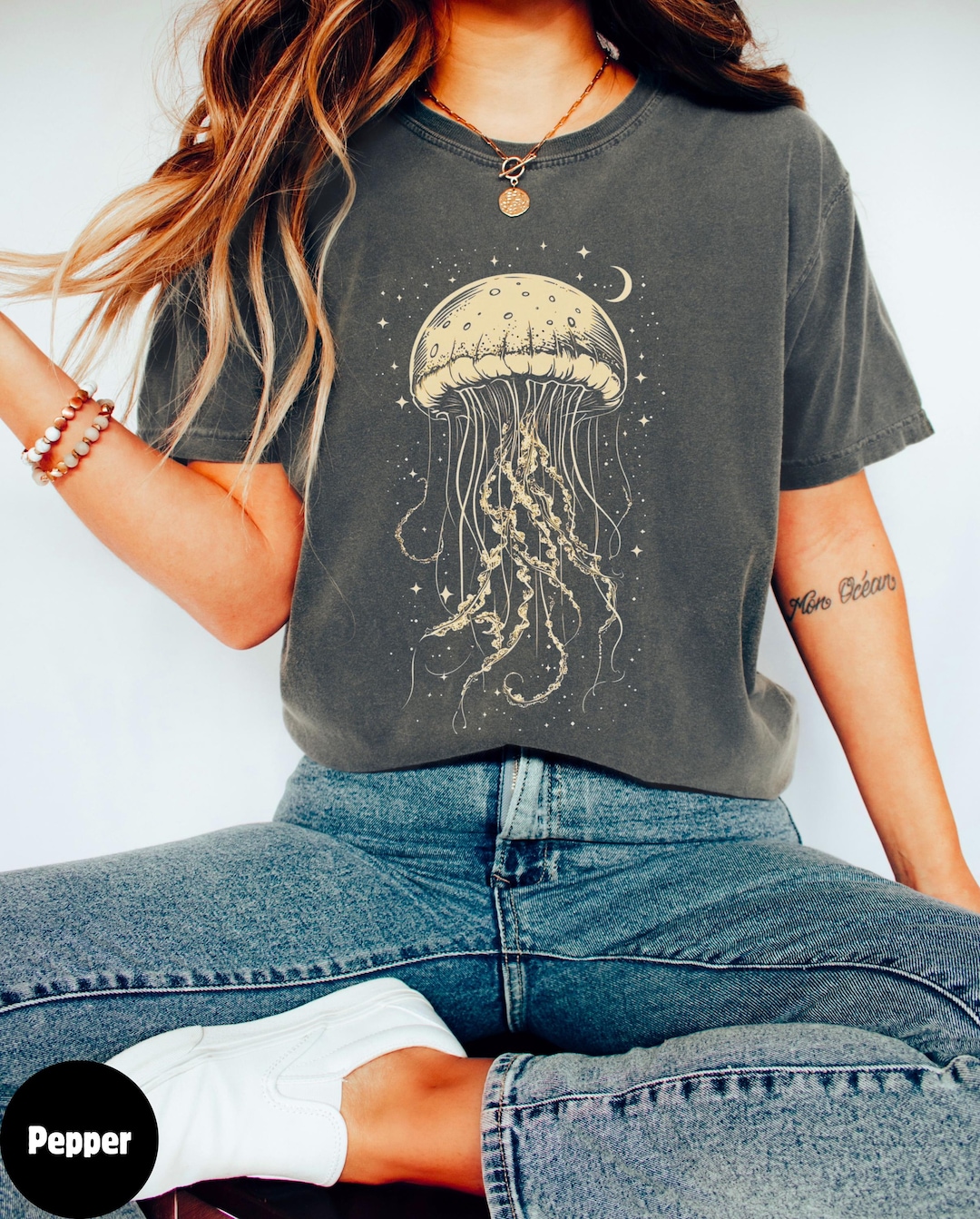 Celestial Jellyfish Shirt, Sea Creature, Ocean Animal, Hippie Boho Tee ...