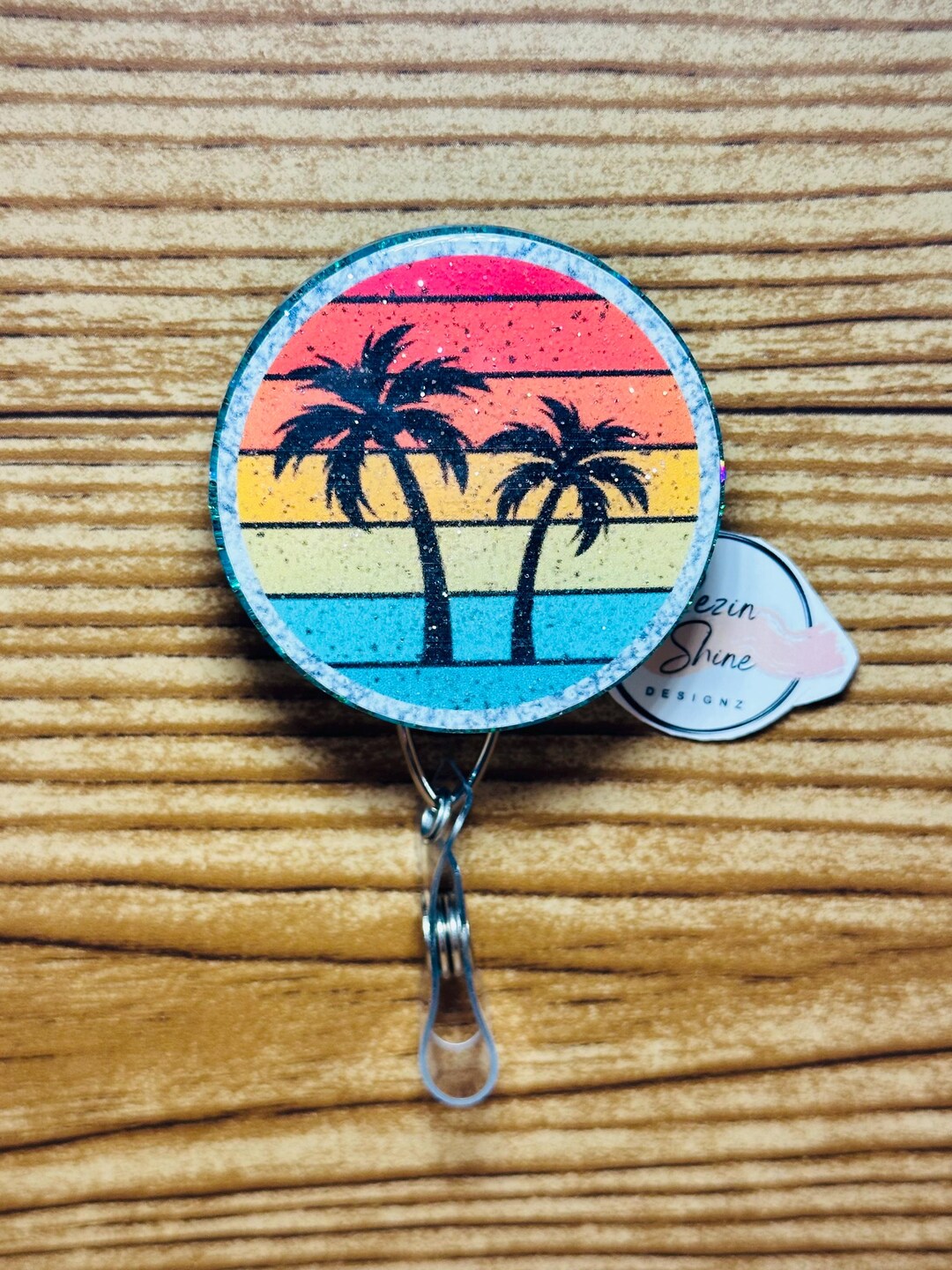 Palm Tree Badge Reel - Etsy