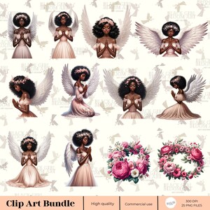 Praying Angels Clipart, Black Women Clipart, Women of Color Clipart, Church Vibes,planner ...