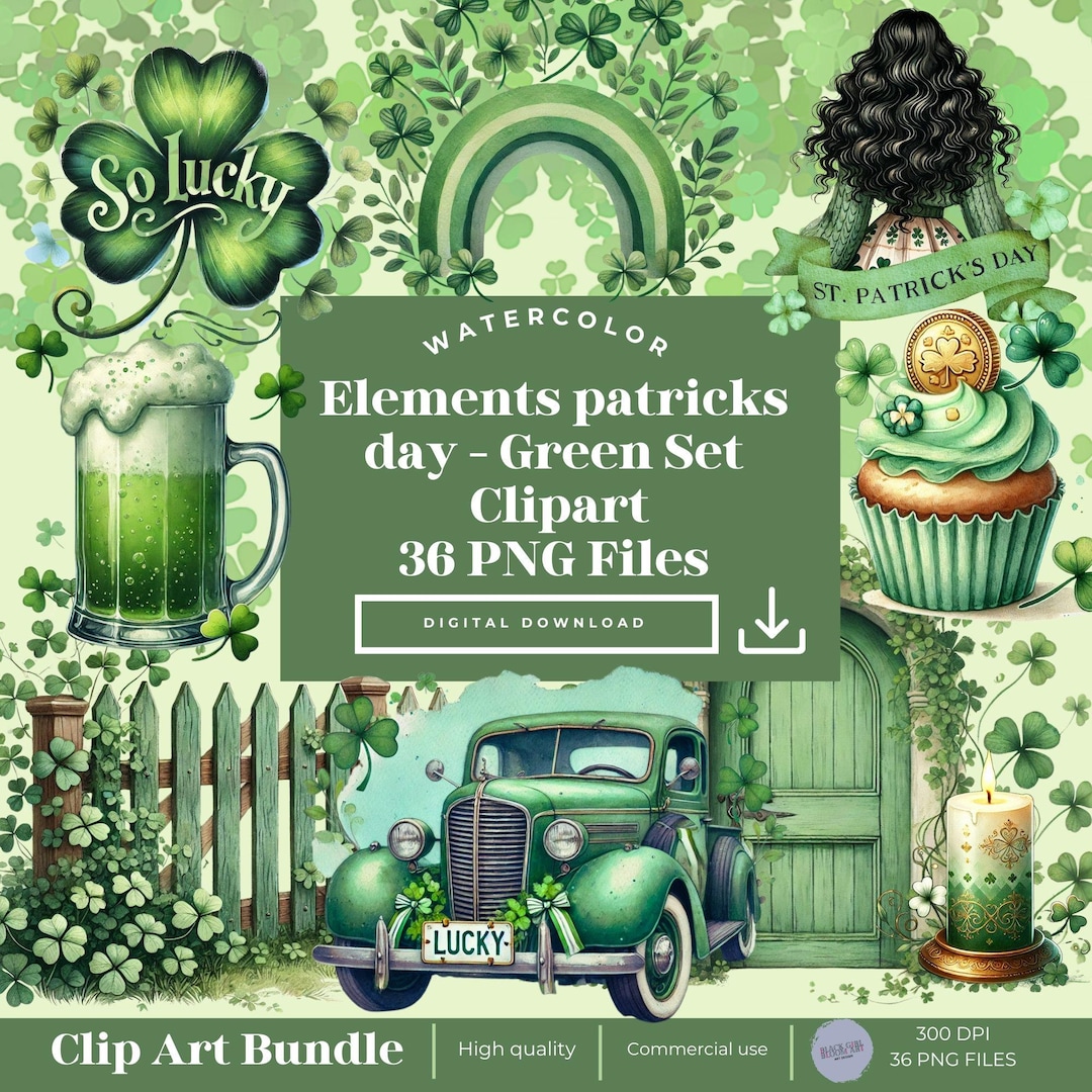Elements St Patrick Clipart, Green Set Clip Art, St Patricks Day, Lucky ...