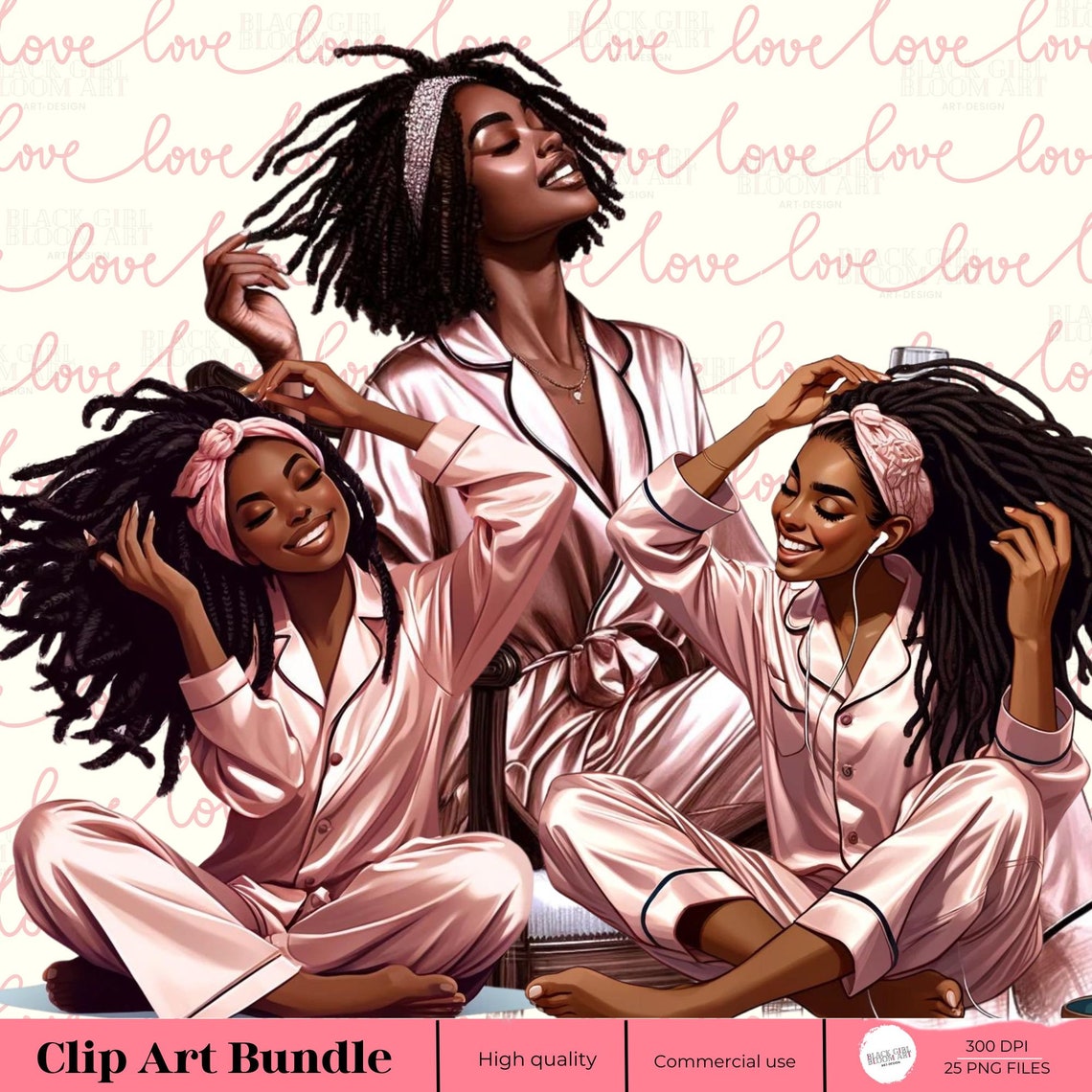 Self Care Clipart, Watercolor Cozy Clipart, Black Woman Clipart, Self ...