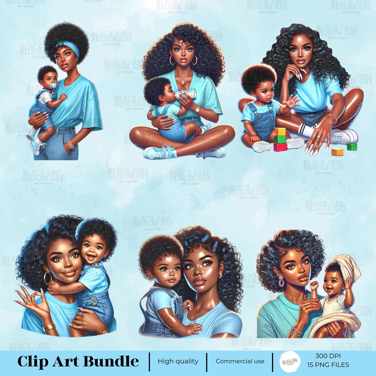 Mother's Day Clipart,black Mom Clipart, Mother and Son Clipart,children ...