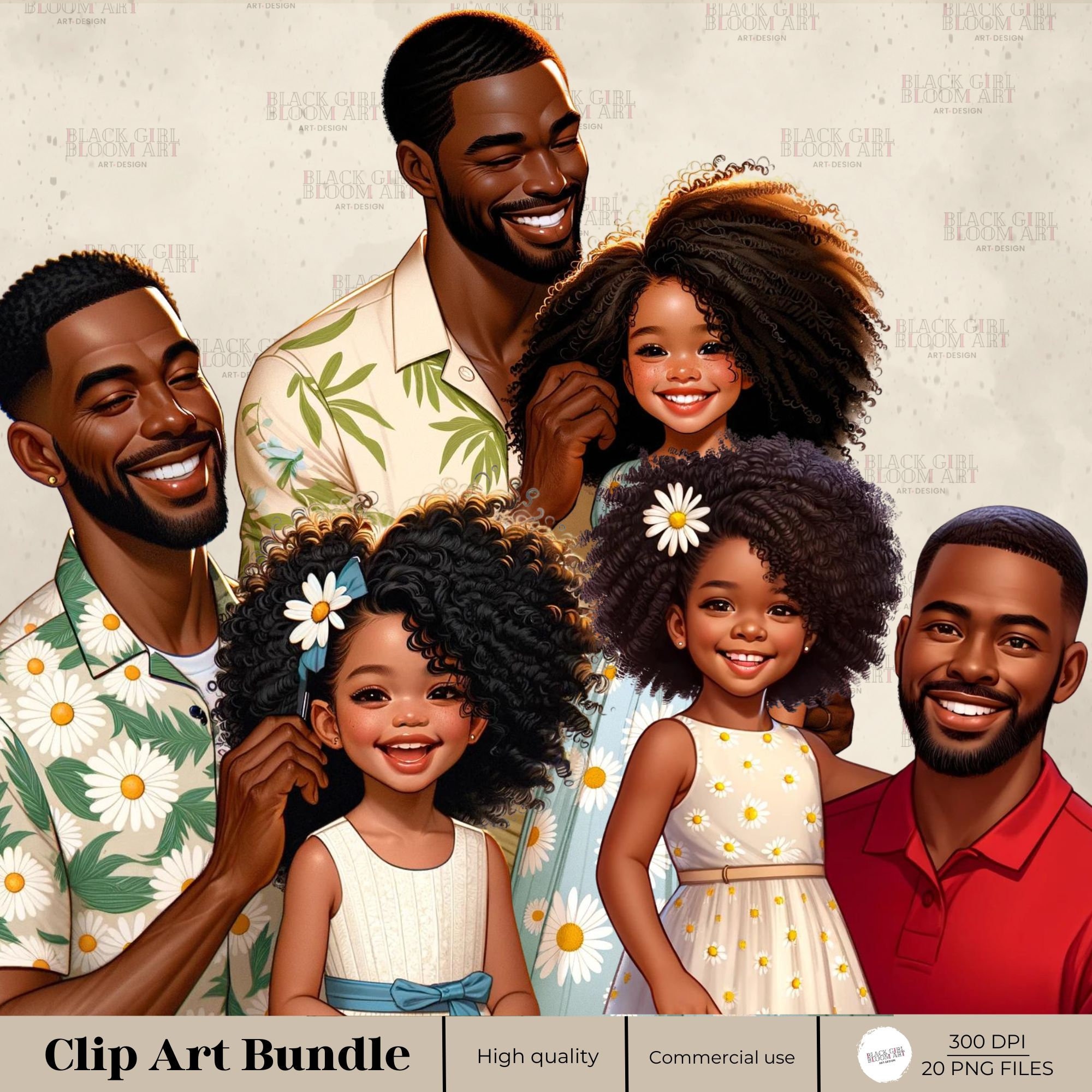 Bundle Black Father Clipart, Fathers Day Clipart, Father With Daughter ...