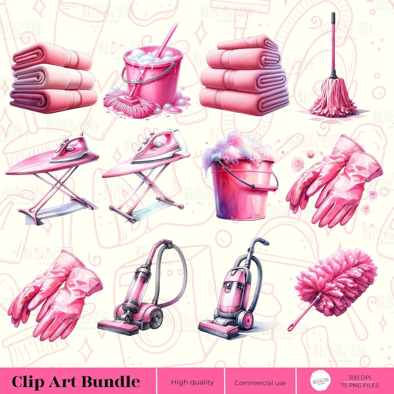 Black Cleaning Lady Clipart, Watercolor Cleaning Clipart, Black Girl ...