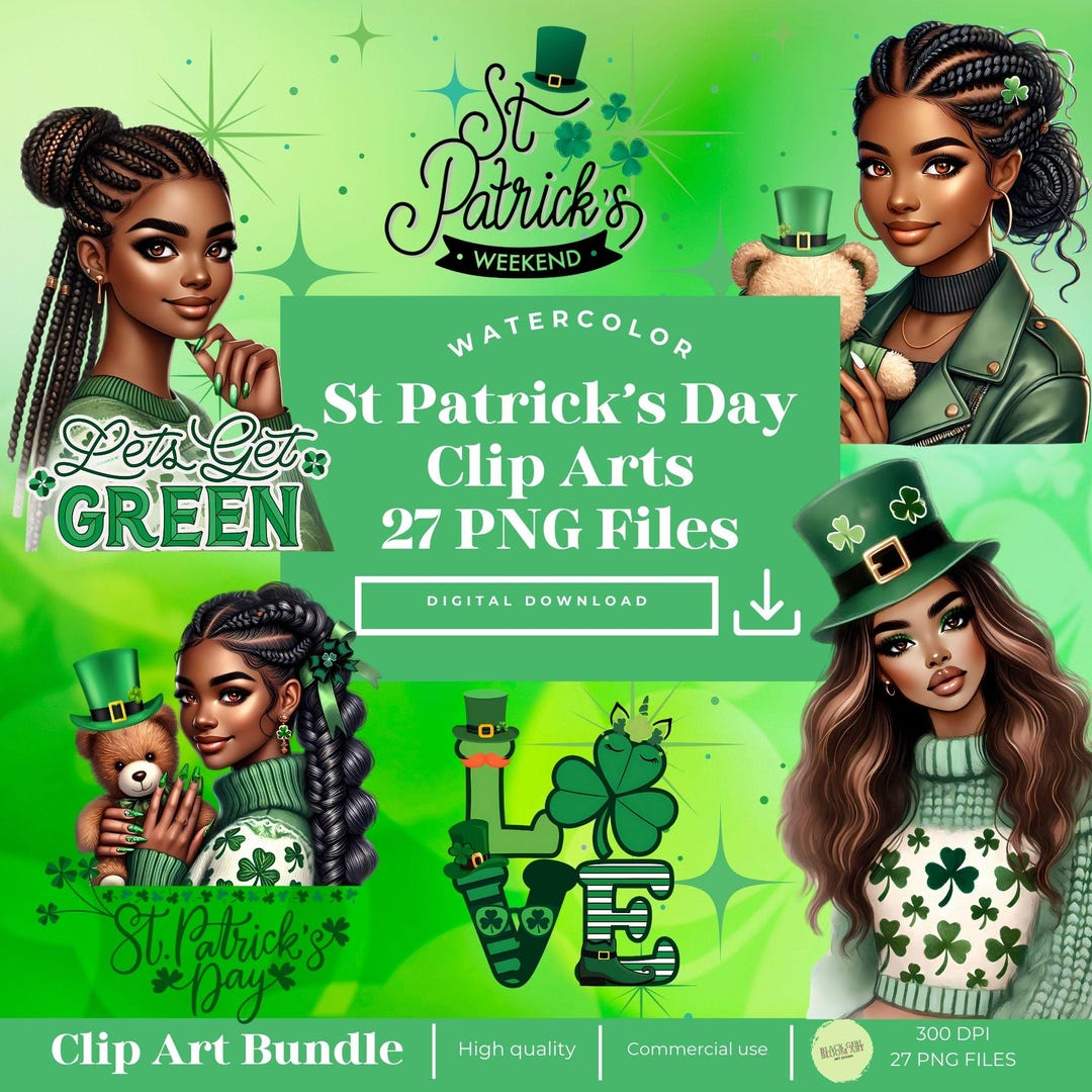 St Patricks Day Clip Art, Watercolor Png, Digital Stickers, Clover Clip ...