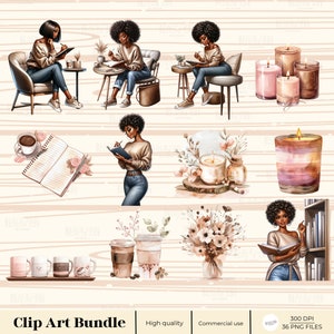 Black Girl Planner Clipart, Planner Girl Clipart,journal Clip Art ...