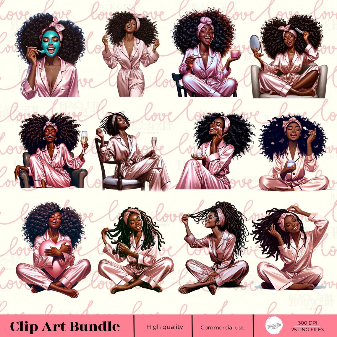 Self Care Clipart, Watercolor Cozy Clipart, Black Woman Clipart, Self ...