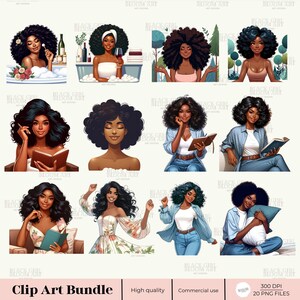 Black Girl Self-care Clipart, Planner Stickers, Self-care, Black Girl ...
