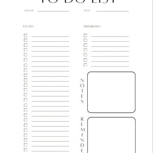 Minimal to Do List Printable, Simple Planner Template, Productivity ...