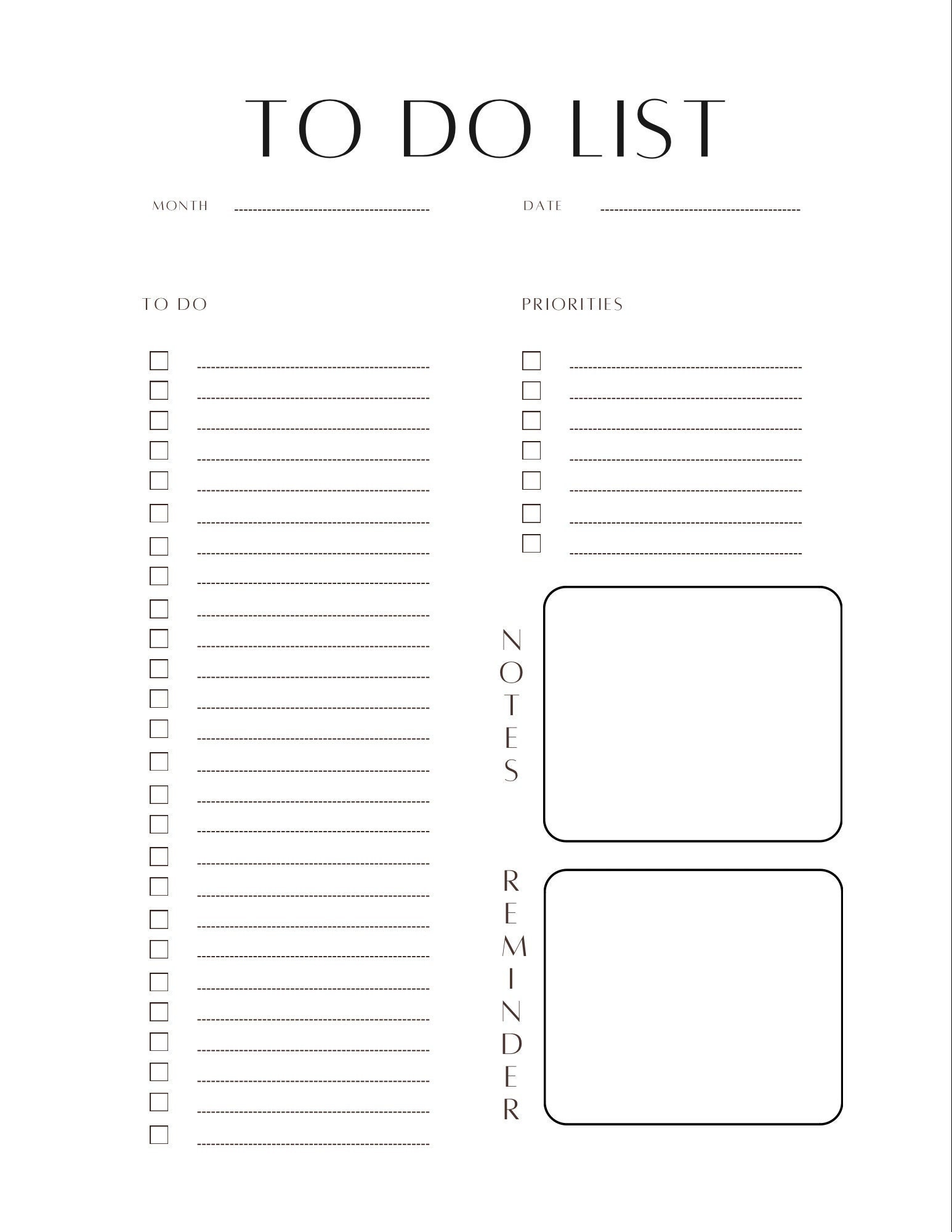Minimal to Do List Printable, Simple Planner Template, Productivity ...