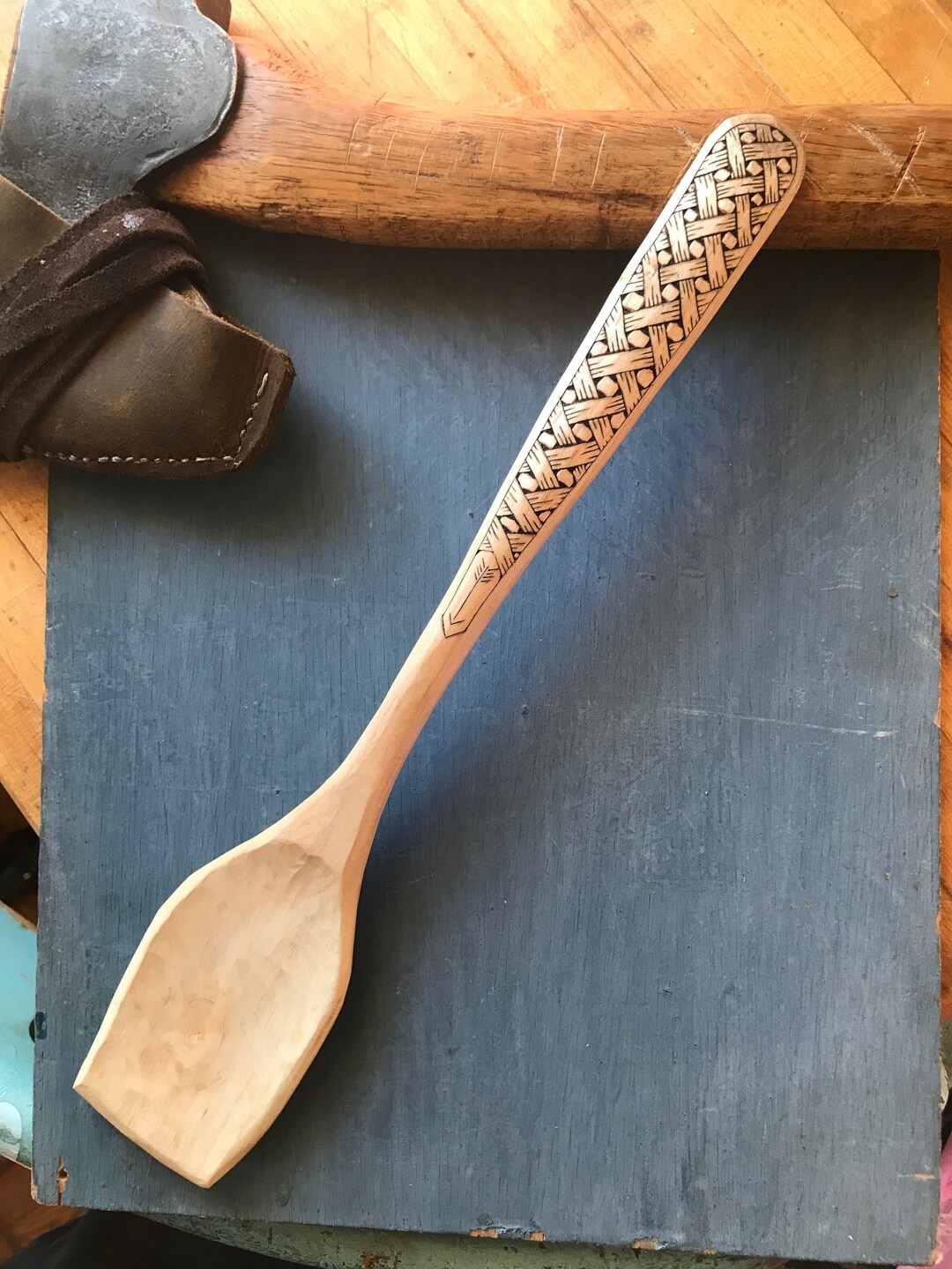 Serving Spoon Maple Basket Weave Kolrosing and Arrow - Etsy
