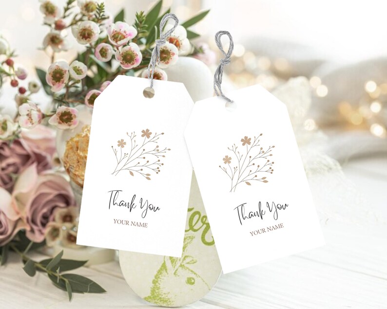 Thank You Gift Tag Template, Printable Gift Tag, Editable Minimal Beige ...